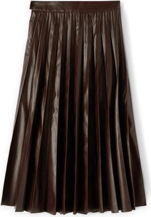 Motivi Femme, Jupes, Brun, Taille: 40 FR Jupe midi pliss&eacute;e en tissu enduit