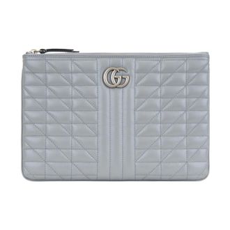 Gucci Gepolsterte Lederclutch - - Accessories - Damen - Grau - ONE SIZE