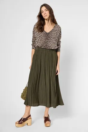 Gerard Darel Pull l&eacute;opard en lin et coton - JAZIA - Camel
