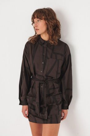 SKFK Damen vegan Hemdkleid Izua Braun