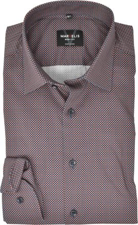 Marvelis Herren Businesshemd Body Fit Kent Kragen ELA Muster rot, Kragenweite:40