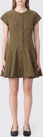 Ganni Mini-robe trap&egrave;ze en coton biologique avec col rond et manches courtes