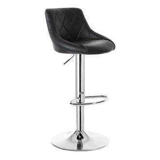 Woltu 1X Tabouret de Bar avec Dossier en Cuir Artificiel,Tabouret r&eacute;glage de la Hauteur,Noir 9180-1