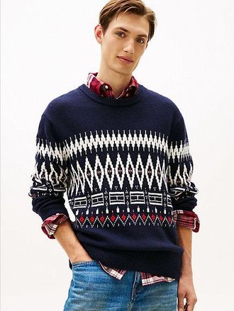 Tommy Hilfiger Pull décontracté Fair Isle en laine mélangée