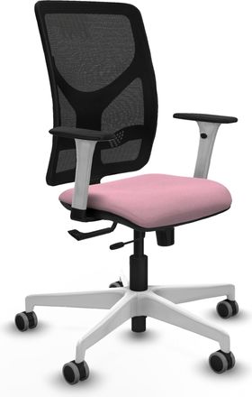 Piqueras y Crespo Drehstuhl mit wei&szlig;en und schwarzen Armlehnen, h&ouml;henverstellbare Lendenwirbelst&uuml;tze, ausgestattet mit Syncro/Traslack und Schneideschaum, Schwarz/Rosa