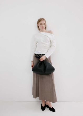 Mango Baumwollbluse mit asymmetrischem Kragen cremewei&szlig; - Damen - S - MANGO