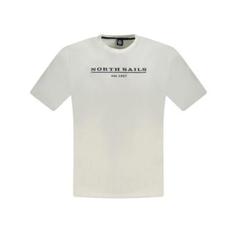 North Sails Wei&szlig;es Baumwoll Herren T-Shirt mit auff&auml;lligem Druck - - Tops - Herren - Wei&szlig; - M