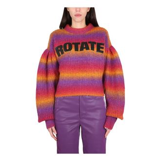 Rotate Knit Puff Sleeve Logo Cropped Jumper - - Knitwear - Damen - Mehrfarbig - M