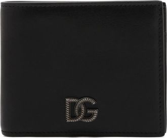 Dolce & Gabbana Homme, Accessoires, Noir, Taille: ONE Size Portefeuille Bifold en Cuir de Veau