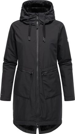 Ragwear Damen matt schimmernder Mantel Lange warme wassedichte und atmungsaktive Winterjacke mit Kapuze Holstic YOUMODO Black Gr. XS