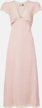 Rixo Robe midi Clarice en lin m&eacute;lang&eacute;