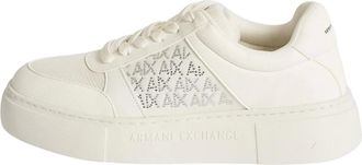 A|X Armani Exchange Femme, Chaussures, Blanc, Taille: 40 EU Baskets Enti&egrave;rement Orn&eacute;es de Strass