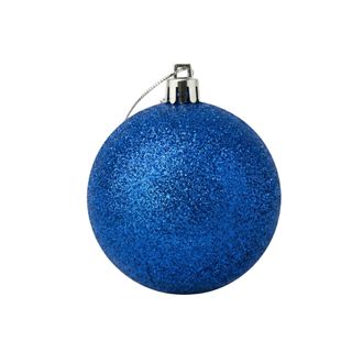 Shatchi 20 cm große, dunkelblaue Weihnachtskugel, PVC, bruchsicher, glitzernde Oberfläche, Festliche Weihnachtsbaum-Hängedekoration, rundes Ornament für Urlau
