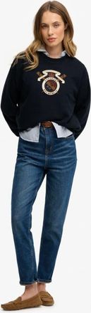 Superdry T-shirt ras de cou ample avec &eacute;cusson - Bleu marine &eacute;clipse