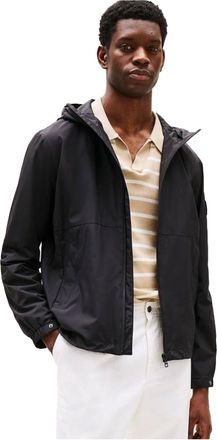 Tommy Hilfiger Herren Windbreaker Jacke Branded Hooded Sportlich, Schwarz (Black), 3XL