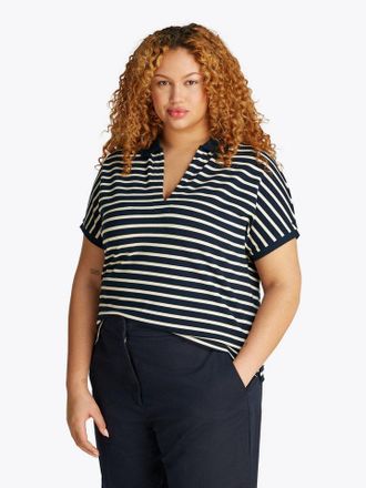 Tommy Hilfiger Poloshirt CRV LYOCELL OPEN-NK POLO SS in Gro&szlig;en Gr&ouml;&szlig;en, Polokragen, Streifenmuster