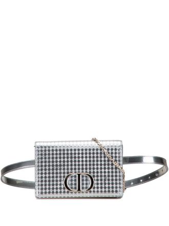 Dior 2020 Microcannage 2 in 1 30 Montaigne Pouch Gürteltasche aus Lackleder im Metallic-Look - Silber