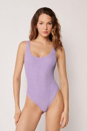 Calzedonia Badeanzug Mit Hohem Beinausschnitt Crinkle Waves Violett