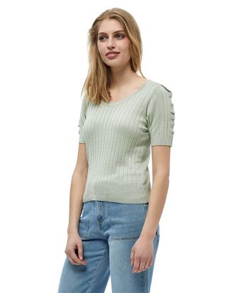 Desires Womens,Geisha Rib Ruffle Blouse, 3073 DESERT SAGE,L