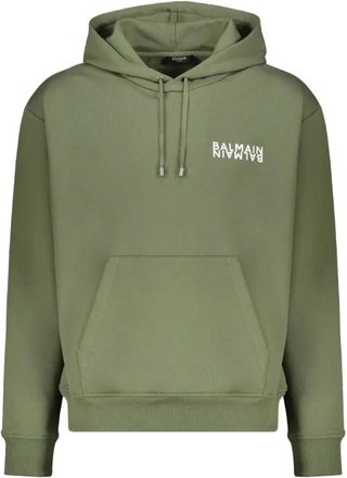 Balmain Homme, Sweatshirts et sweats &agrave; capuche, Vert, Taille: XL Logo Motif Sweat &agrave; capuche