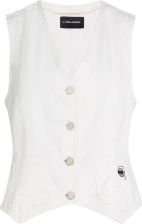 Karl Lagerfeld Femme, Vestes, Blanc, Taille: 42 FR Denim Vest