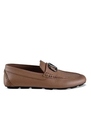Valentino Garavani Loafer - Camel Grained Leather Vlogo Loafers - Gr. 40 (EU) - in Braun - f&uuml;r Damen