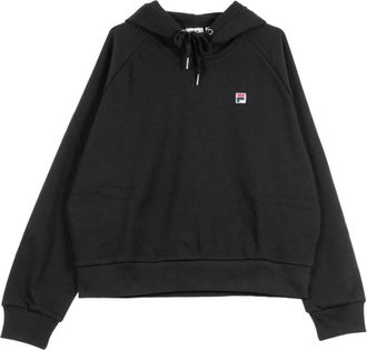 Fila Schwarzer Blumiger Cropped Hoodie Damen - - Sweatshirts & Hoodies - Damen - Schwarzk - M