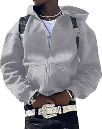 ORANDESIGNE Sweat &agrave; Capuche Homme Sweat-Shirt avec Fermeture &Eacute;clair Ample Imprim&eacute; Lettres Manche Longue Hip Hop Streetwear Zipp&eacute;e Veste &agrave; Capuche E-Girl Ann&eacute;es 90