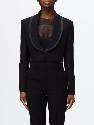 Elisabetta Franchi Blazer court en cr&ecirc;pe avec col ch&acirc;le