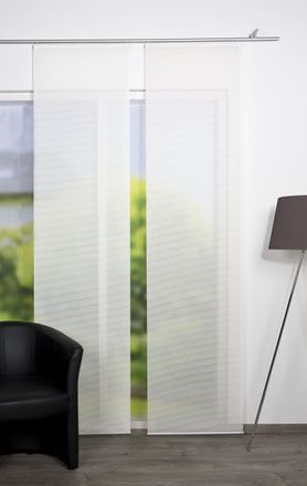 Vision S halbtransparenter Schiebevorhang ROM, in Bambus-Optik, Uni, Seiten lasergeschnitten, Farbe: wei&szlig;, Gr&ouml;&szlig;e: 245 x 60 cm, Anzahl:1x