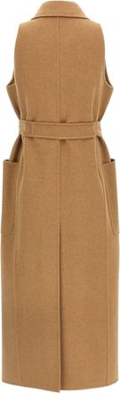 Max Mara Camel Wool Sleeveless Coat - Beige