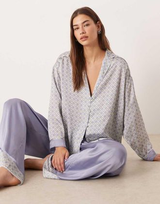 Free People Dreamy Days - Pyjamaset in Limette-Kiwi-Kombi-Blau