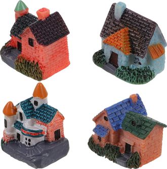 TOPBATHY 4 St&uuml;ck Teiliges Miniatur Resin Haus Kleine Dekorative Mini h&auml;user f&uuml;r Garten Desktop und Feengarten Leichtes Mikrohaus mit Feiner Verarbeitung f&uuml;r DI