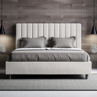 Les Tendances Les Tendances - Letto Matrimoniale Con Rete Imbottito 160x200 Similpelle Bianco Agueda