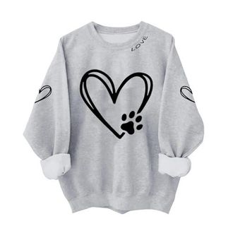 Generic Sweat-shirt imprim&eacute; Saint-Valentin 2026 &agrave; manches longues et col rond d&eacute;contract&eacute; en polaire douce et confortable pour un usage quotidien et les activ