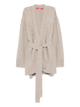 Marina Rinaldi Cardigan mit Zopfmuster - Nude