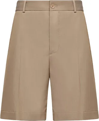 Moncler Moncler Wool Blend Gabardine Bermuda Shorts, Men, Beige, Size: 46