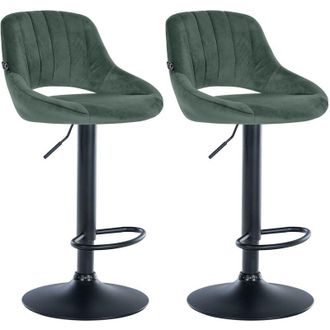 Clp 2er Set Barhocker Milet Samt gr&uuml;n Metall matt schwarz