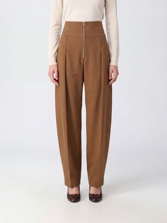 Ferragamo Pantalon large en m&eacute;lange de laine et cachemire &agrave; taille haute avec pinces