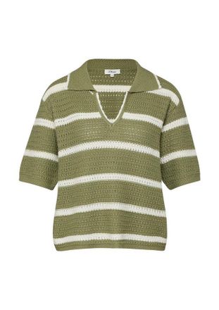 s.Oliver Kurzarmpullover Strickpullover Strickpolo mit V-Ausschnitt