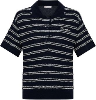 Moncler Femme, Tops, Bleu, Taille: 38 FR Polo avec Logo Brod&eacute;