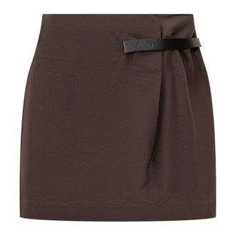J.W.Anderson Femme, Jupes, Brun, Taille: 38 FR Leather Tab Mini Skirt