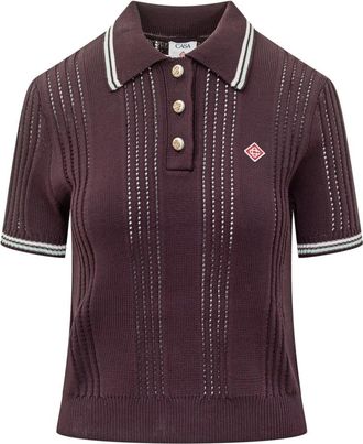 Casablanca Femme, Tops, Rouge, Taille: 38 FR Polo en maille de coton