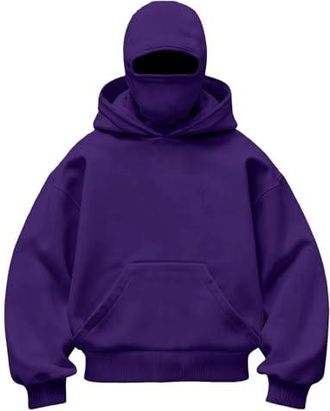 Generic Lightweigh Sweat &agrave; capuche uni pour homme avec doublure en polaire double coupe-vent avec poche pour la p&ecirc;che, la course &agrave; pied, lentra&icirc;nement int&eacute;rie