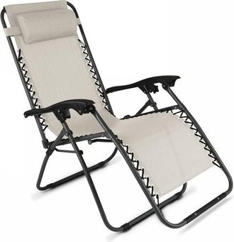 Oviala Fauteuil de jardin pliant en acier taupe