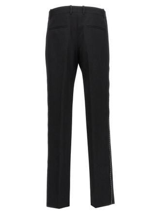 Off-white Logo-Embroidered Wool Trousers - Black