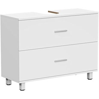 HOMCOM Meuble sous lavabo - HOMCOM - 2 tiroirs - style moderne - panneau de particules et MDF - 80 x 30 x 60 cm - blanc
