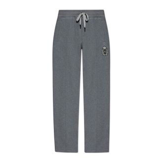 Dolce & Gabbana Sweatpants mit gl&auml;nzendem Applikation - - Trousers - Herren - Grau - L