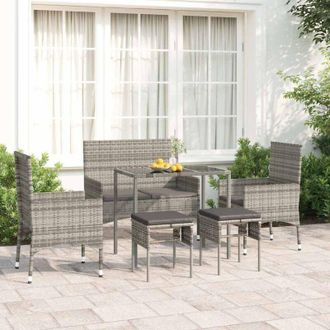 vidaXL Vidaxl - Salon de jardin 6 pcs avec coussins Gris R&eacute;sine tress&eacute;e