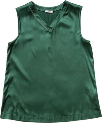 PESERICO Femme, Tops, Vert, Taille: 42 FR Top en soie à col en V